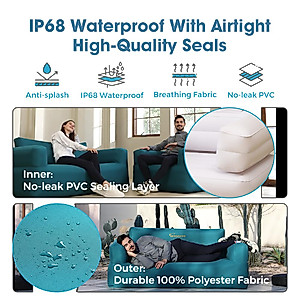 Aerogogo Inflatable Couch Self Inflatable Sofa, Air Couch with Built-in Air Pump Rechargeable, 4kPa High-Pressure & Durable Blow up Couch Camping Couch for Picnic Beach Home (Loveseat)