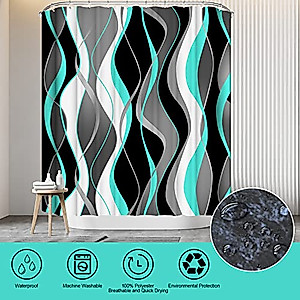 beifivcl 4Pcs Red Shower Curtain Sets with Non-Slip Rugs, Toilet Lid Cover and Bath Mat, Black and Gray Bathroom Decor Set Accessories Fabric Waterproof Shower Curtains with 12 Hooks, 72 x 74 Inch