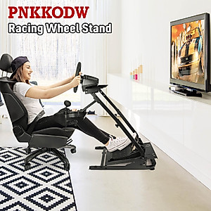 PNKKODW Steering Wheel Stand, Racing Wheel Stand Height and Angle Adjustable Racing Simulator for Logitech G25, G27, G29 Wheel and Pedals Not Included