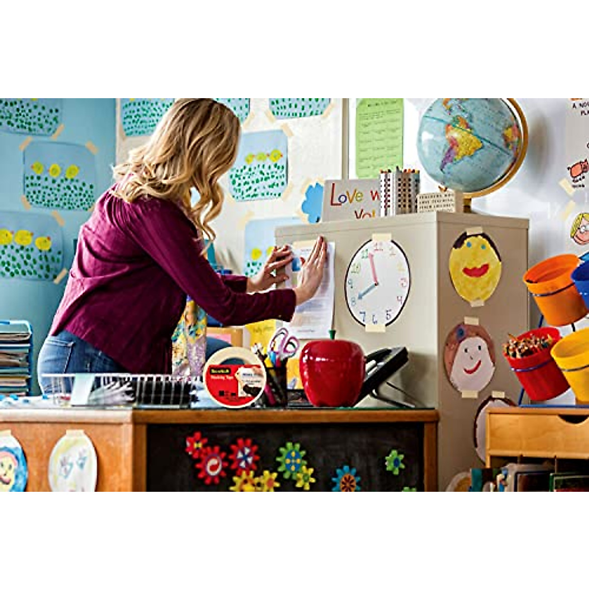 Scotch Painter's Tape 3436-3 Scotch Brand Home and Office, 70 in x 54.6 yd, 3-Pack Masking Tape, 0.75" Width, Tan, 3 Count