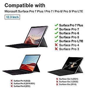 Fintie Hard Case for Microsoft Surface Pro 7 Plus/Pro 7/ Pro 6/ Pro 5/ Pro LTE, Shockproof Folio Protective Rugged Cover Compatible with Type Cover Keyboard + Original Kickstand (Frost Clear)