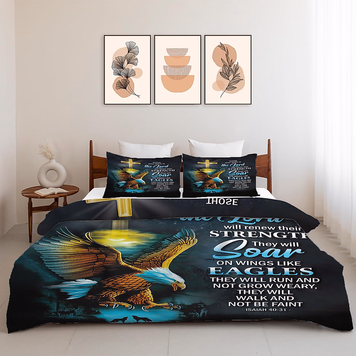 nanen Bald Eagle Christian Comforter Set Eagle Decor Bible Verse Full Bed Duvet Cover Set for Girls Boys Women Adults Teens Eagle Bedding Comforters 3 Piece Bedding Set