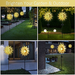 Afirst Solar Lights Outdoor Garden Stakes, Sun Face Crackle Glass LED Decorative Outdoor Decorative Lights for Pathway Yard Lawn Decoration…