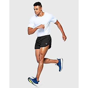 G Gradual Men's Running Shorts 3 Inch Quick Dry Gym Athletic Jogging Shorts with Zipper Pockets (Black, Medium)