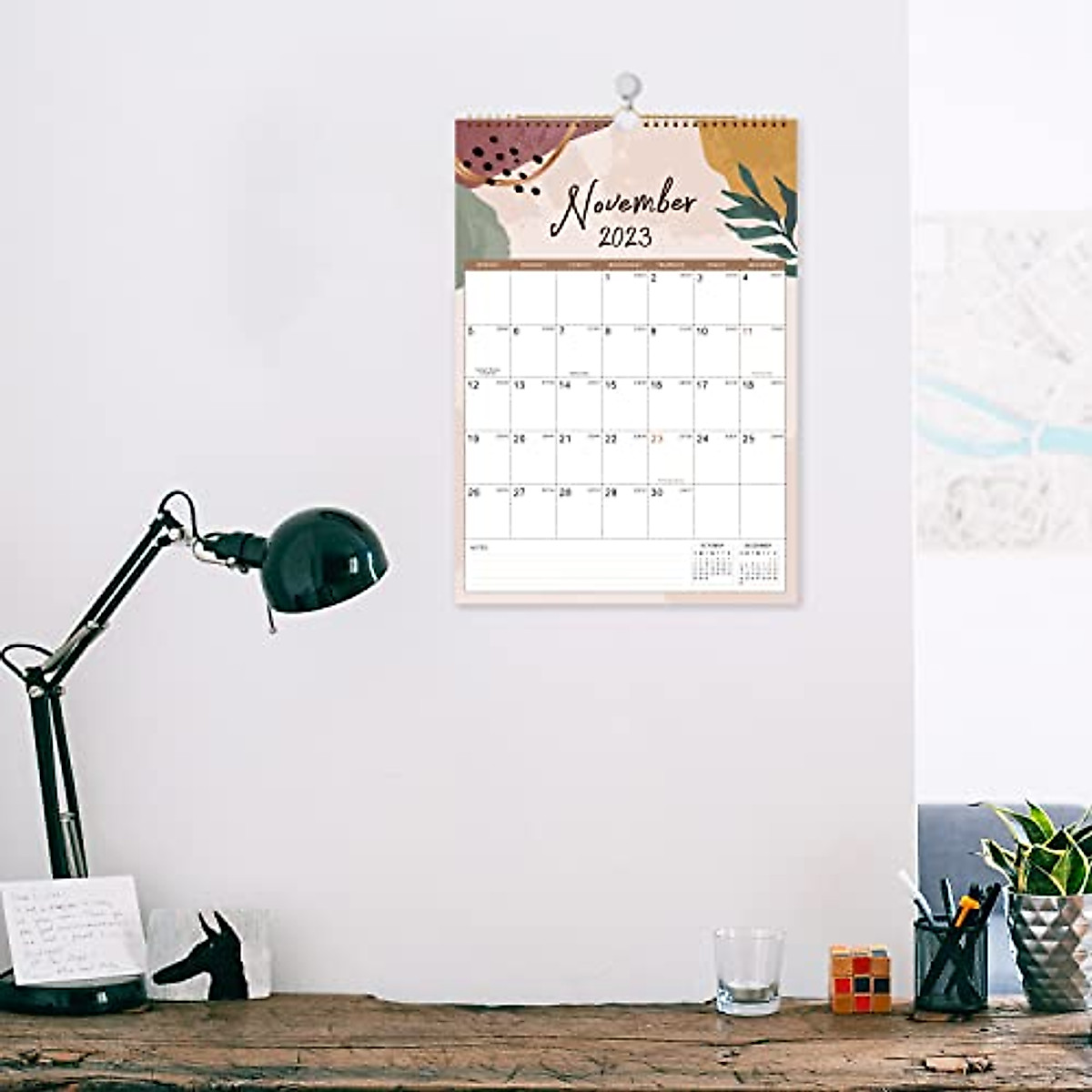 Calendar 2023-2024 - Aug. 2023 - Dec. 2024, 2023-2024 wall calendar with 18 Months, 17" x 12", Twin-Wire Binding + Hanging Hook + Large Blocks with Julian Dates, 2023-2024 Calendar for Organizing - Colorful Lump