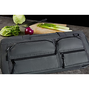 Chef Knife Roll Bag, 16 Pockets Large Knife Case Bag, Durable Oxford Cloth Culinary Bag, Executive Zipped Compartments Chef Knife Carrier Bag for Traveling, Working, Camping - Knifes not Included