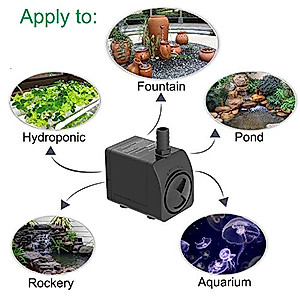 Knifel Submersible Pump 300GPH Ultra Quiet with Dry Burning Protection 6ft High Lift for Fountains, Hydroponics, Ponds, Aquariums & More…………