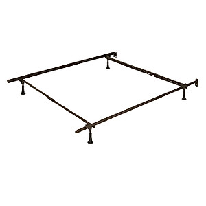 Clara Clark Adjustable Bed Base - Heavy Duty Steel Bed Frame, Metal Twin Bed Frame Expands to Full Bed Rails, Full/Queen Bed Frame - 5.25” H Bed Frame Only, Universal Headboard Brackets, Black