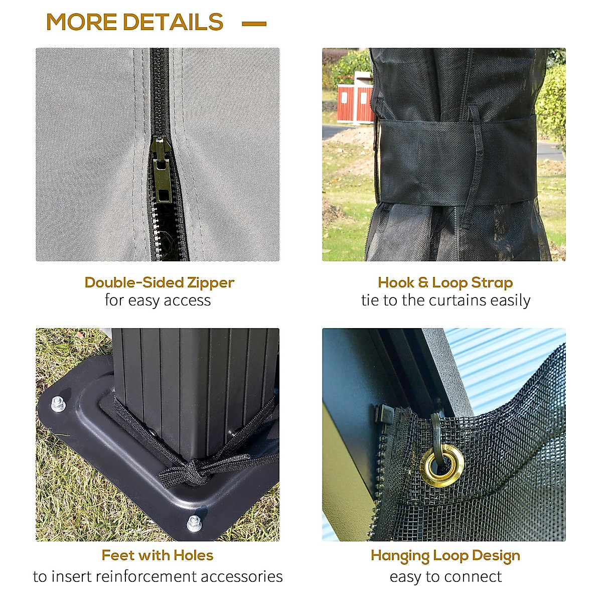 Outsunny 10' x 10' Hardtop Gazebo Canopy with Polycarbonate Roof, Aluminum Frame, Permanent Pavilion Outdoor Gazebo with Netting, for Patio, Garden, Backyard, Deck, Lawn, Gray