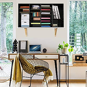 AdirOffice Wooden Literature Organizer Sorter - Stackable Mail Craft Paper Storage Holder with Removable Shelves for Office, Classrooms, and Mailrooms Organization (36 Compartment, Black)