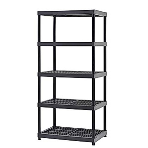Juggernaut Storage 5-Level Heavy Duty Plastic Shelving System, Black/Gray (RSHD3624-5BG)