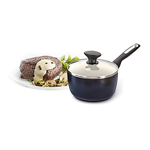 GreenPan Rio 2QT Ceramic Non-Stick Covered Saucepan, Black -