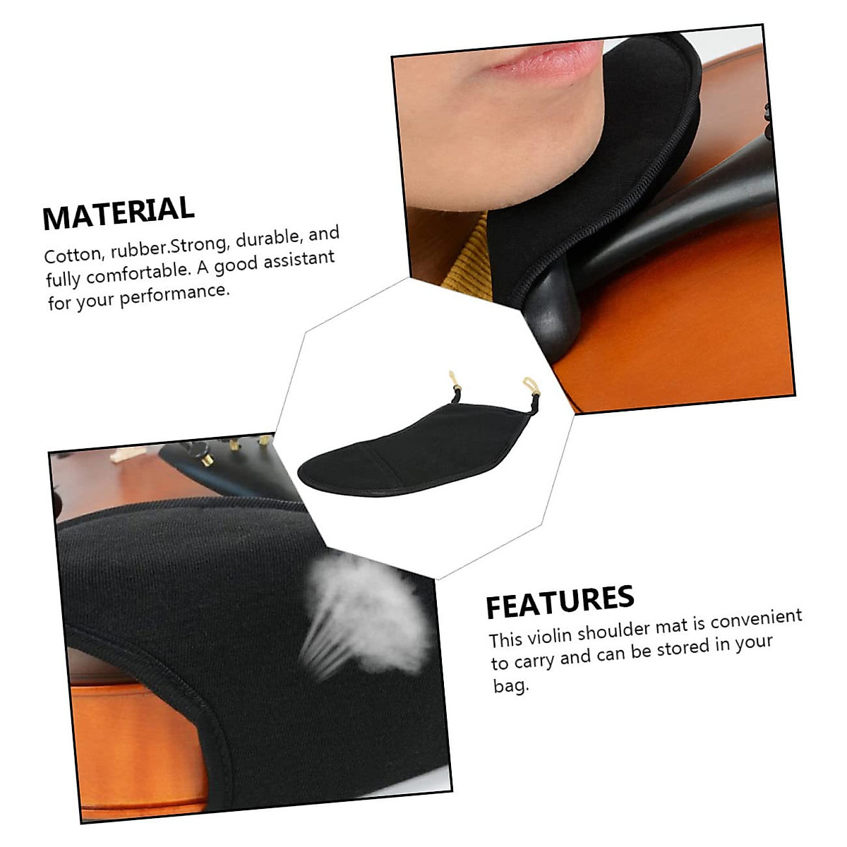 Totority Violin Pad 3 Pcs Violin Chin Rest Violin Shoulder Rest Violin Stand Soft Safety Violin Tuner Shoulder Rest for Violin 4/4 Violin Chin Cushion Violin Chin Protector Pad Cotton Foldable