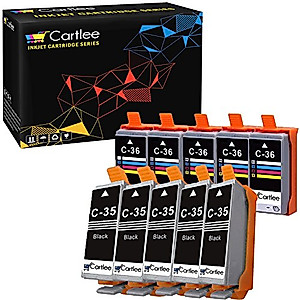 Cartlee 10 Compatible PGI-35 CLI-36 High Yield Ink Cartridges for PIXMA iP100, PIXMA iP110 (5 Black, 5 Color)