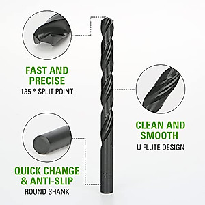 Greenworks 90 Piece Black Oxide Drilling and Driving Bit Set with Modular Case for Wood, Metal, Plastic, and Masonry,3X Longer Life,135° Split Point,Precision-Milled