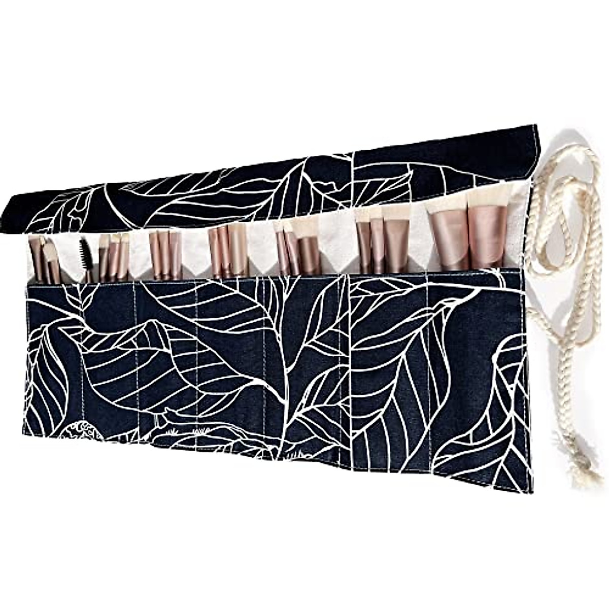 WAWAJIA Creative Canvas Roll Up Pencil Case Large Capacity Pen Pencil Pouch Holder Color Pencils Wrap Stationery Case 36/48 Slots（NO Pencil Included） (36 Slots)