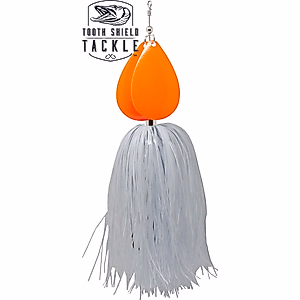 Tooth Shield Tackle Chubby Musky Bucktail (Flo Orange / White) Muskie Pike Double 9 Inline Spinner Musky Lures Baits Tackle
