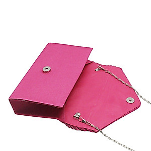 Emily Bridal Crystal Satin Abendtasche für Frauen (Fuchsia)