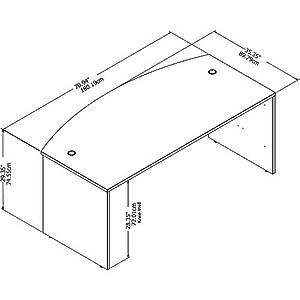 Bush Business Furniture Studio C 72W x 36D Bow Front Desk in Storm Gray