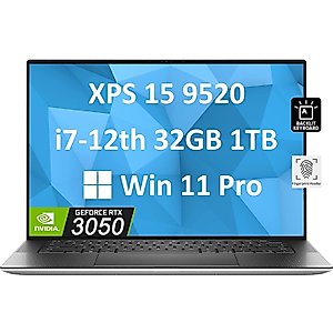 Dell XPS 15 9520 15.6" FHD+ (Intel 12th Gen 14-Core i7-12700H (Beat i9-11980HK), 32GB DDR5 RAM, 1TB SSD, RTX 3050) Business Laptop, Backlit, FP, Thunderbolt 4, Webcam, Win 11 Pro
