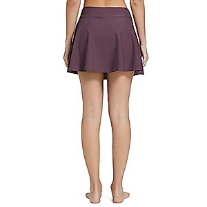 baleaf Women's High Waisted Swim Skirt Bikini Tankini Bottom with Side Pocket Wine Red Size L