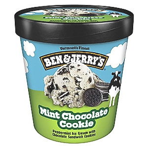 Ben & Jerry's Mint Chocolate Cookie Peppermint Ice Cream Pint Non-GMO 16 oz