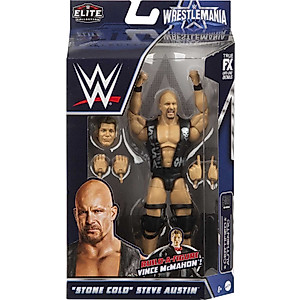 Mattel WWE “Stone Cold” Steve Austin Wrestlemania Action Figure with Entrance Gear & Vince McMahon Build-A-Figure Pieces, 6-in Posable Collectible Gift for WWE Fans Ages 8 Years Old & Up