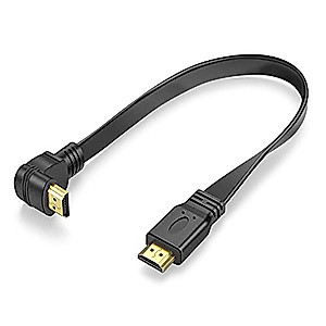 URWOOW Flat Slim High Speed HDMI Male to Male Extension Cable 270 Degree Right Angle (1 Feet) Adapter Converter Cable