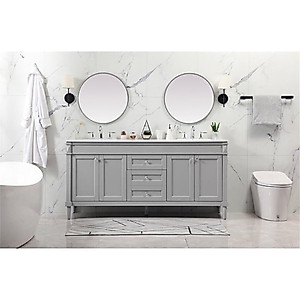 Elegant Decor Indoor Modern Under Sink Bathroom Fixtures Storage Organizer Cabinet 72 inch Double Bathroom Vanity - Grey