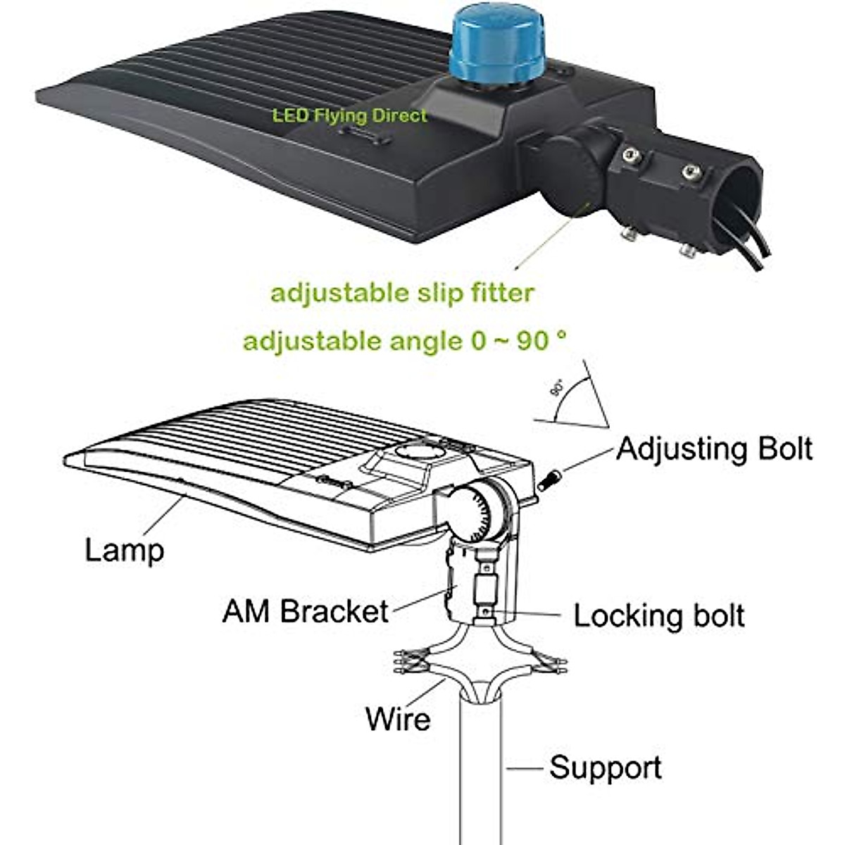 LED Parking Lot Lights 300W, Dusk to Dawn Photocell Sensor Included, Surge Protection Built-in LED Shoebox Area Pole Lights, 1-10V Dimmable, 5000K, 100-277V AC Slip Fitter Mount