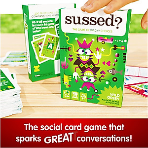 SUSSED The Game of Wacky Choices - Travel Games & Social Card Game for Kids & Adults - Conversation Cards for Camping & Road Trips - Wild Green Deck