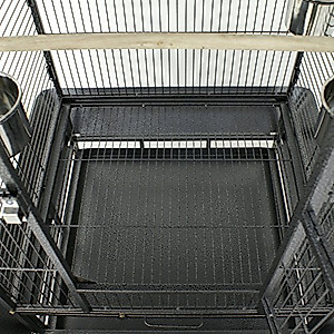 SUPER DEAL 68-inch Large Bird Cage with Rolling Stand African Grey Parrot Chinchilla Finch Cage Macaw Conure Cockatiel Cockatoo Pet House Wrought Iron Birdcage, Black