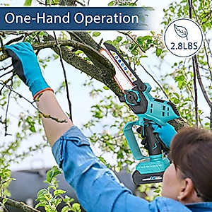HAJACK Mini Chainsaw 6-Inch, Electric Cordless Chainsaw with 2 Batteries & 2 Chains, Power Battery Chain Saws, Portable Handheld Chainsaw for Tree Trimming & Wood Cutting, Small Rechargeable Chain Saw