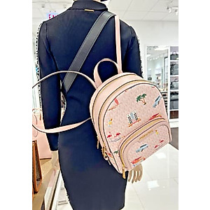 Michael Kors Jaycee Medium Zip Pocket Backpack Light Powder Blush Pink MK Miami