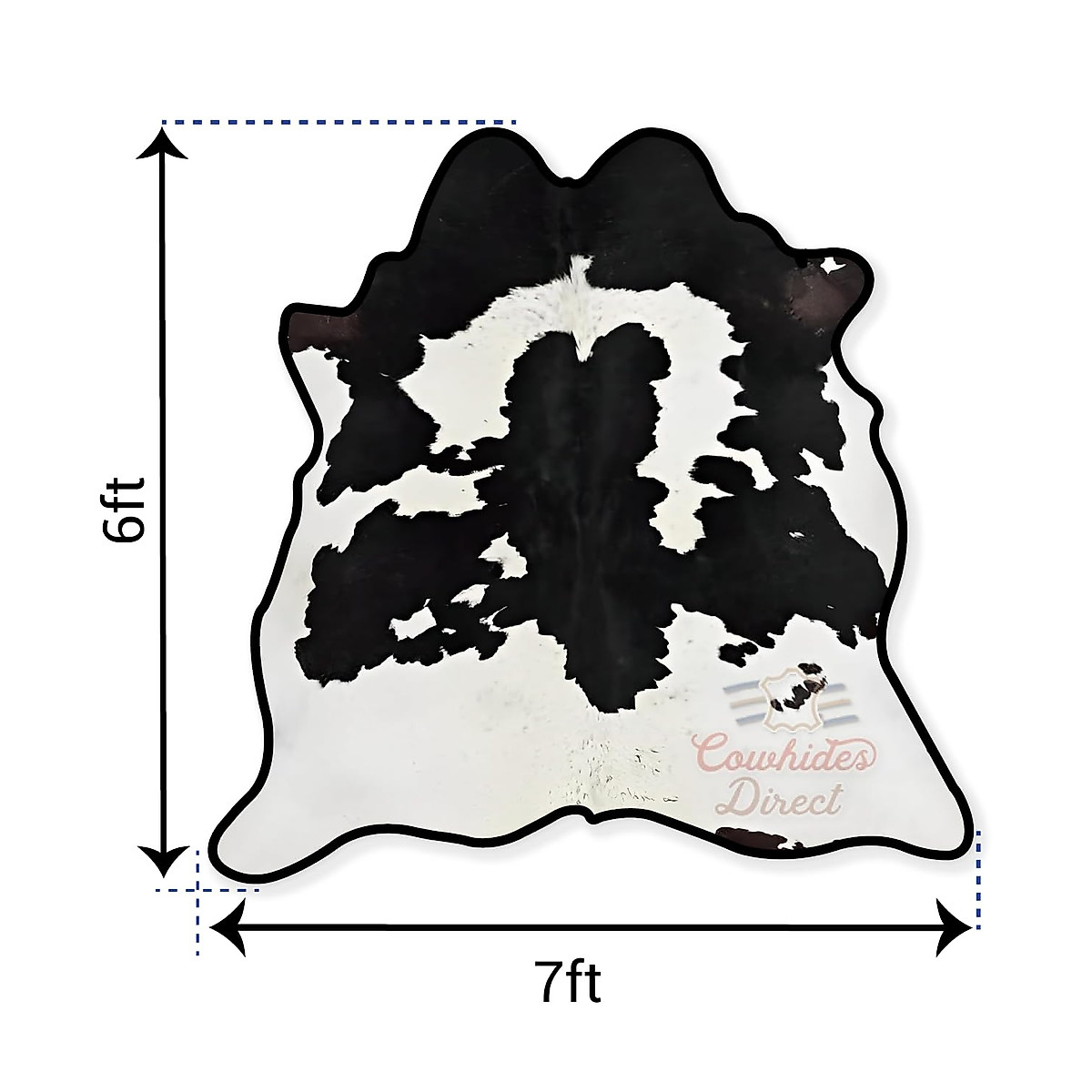 Cowhides Direct Genuine Cowhide Rug - Black & White Rug for Living Room, Bedroom & More - Authentic Cow Rug (6’x7’ Black & White)