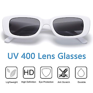 aisswzber Vintage Rectangle Sunglasses for Women Men 90s Fashion Narrow Square Frame Eyewear UV400 Protection