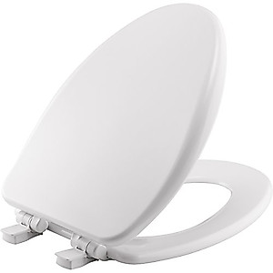 MAYFAIR 1864SLOWA 000 Alesio II Toilet Seat will Slow Close, Never Loosen and Provide the Perfect Fit, ELONGATED, Highly Stylized Durable Enameled Wood, White
