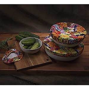 Reusable Bowl Cover – Elastic Bowl Covers Set of 3 Sizes – Stretch Bowl Covers – Reusable Food Covers – Cotton Fabric Bowl Covers with Food Safe Airtight Lining – Waterproof Eco Friendly Bowl Covers