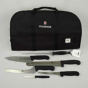 Victorinox Forschner 7 Pc Fibrox Deluxe Culinary Knife Roll Set,Black
