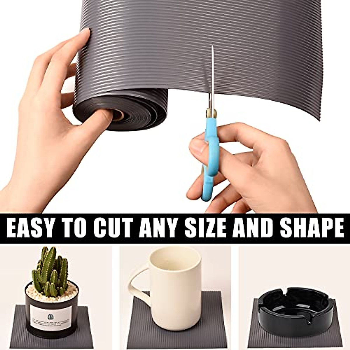 Shelf Liner, Non Adhesive Cabinet Liner, Double Sided Non-Slip Drawer Liner Cupboard Liner, Washable Refrigerator Mats for Pantry Cabinet, Kitchen Bathroom Shelve, Shoe Rack.(17.7 x 240 inch)