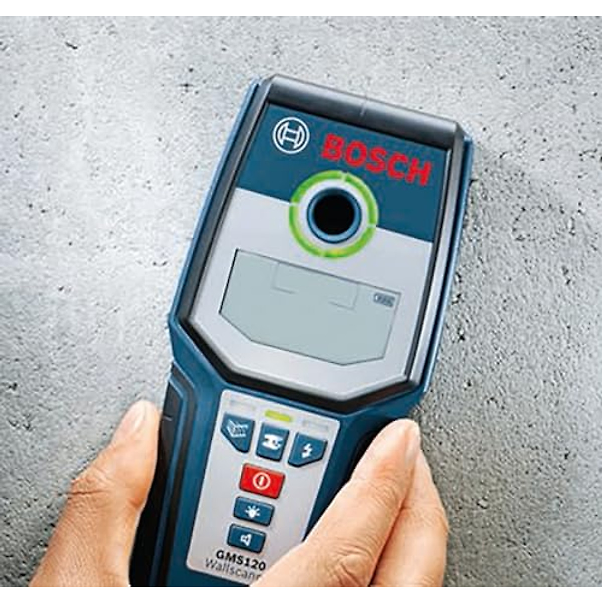BOSCH GMS 120 Wall Scanner with Modes for Wood, Metal, and Live Wiring, Includes 9V Battery, Hand Strap, & Pouch