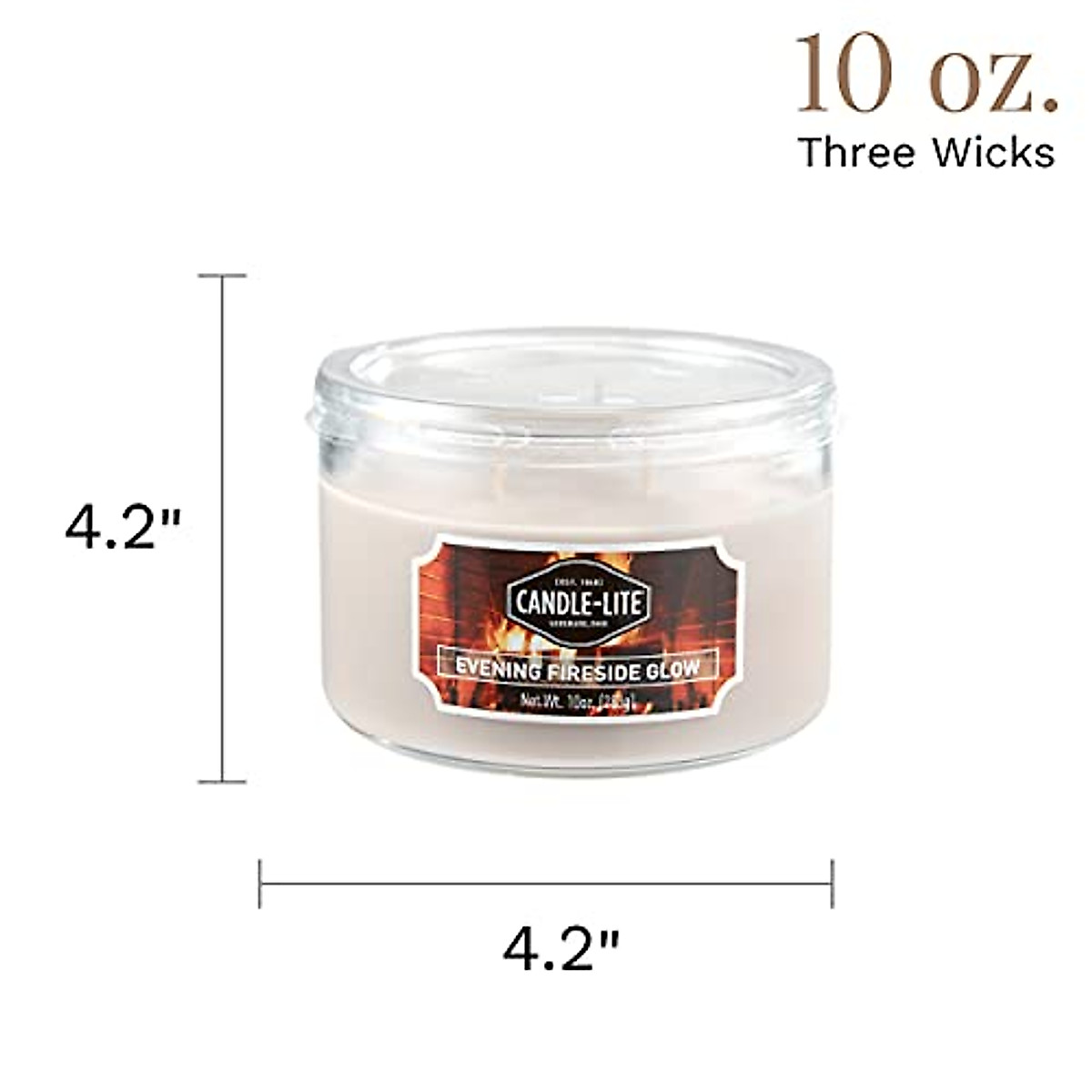 Candle-lite Scented Candles, Evening Fireside Glow Fragrance, One 10 oz. Three Wick Aromatherapy Candle with 20-40 Hours of Burn Time, Grey Color