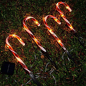 Christmas Candy Cane Lights,Solar Christmas Light， Christmas Candy Cane Garden Lights，Christmas Yard Decorations， Christmas Decorations for Home New Year Ornaments， 1pcs