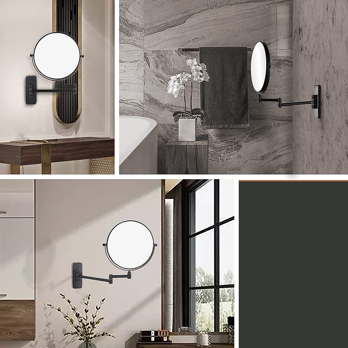 Nicesail Orb 1X/10X Magnifying Makeup Mirrors for Wall Mounted Makeup Mirror 8 Inch, Double-Sided 10x Magnifying Mirror Wall Mount, Oil Rubbed Bronze (8 Inch, 10X)