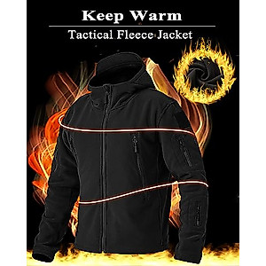 BIYLACLESEN Army Jackets for Men Warm Jacket Mens Winter Coats Softshell Jacket Men Fleece Jacket Ski Snowboard Jackets Black