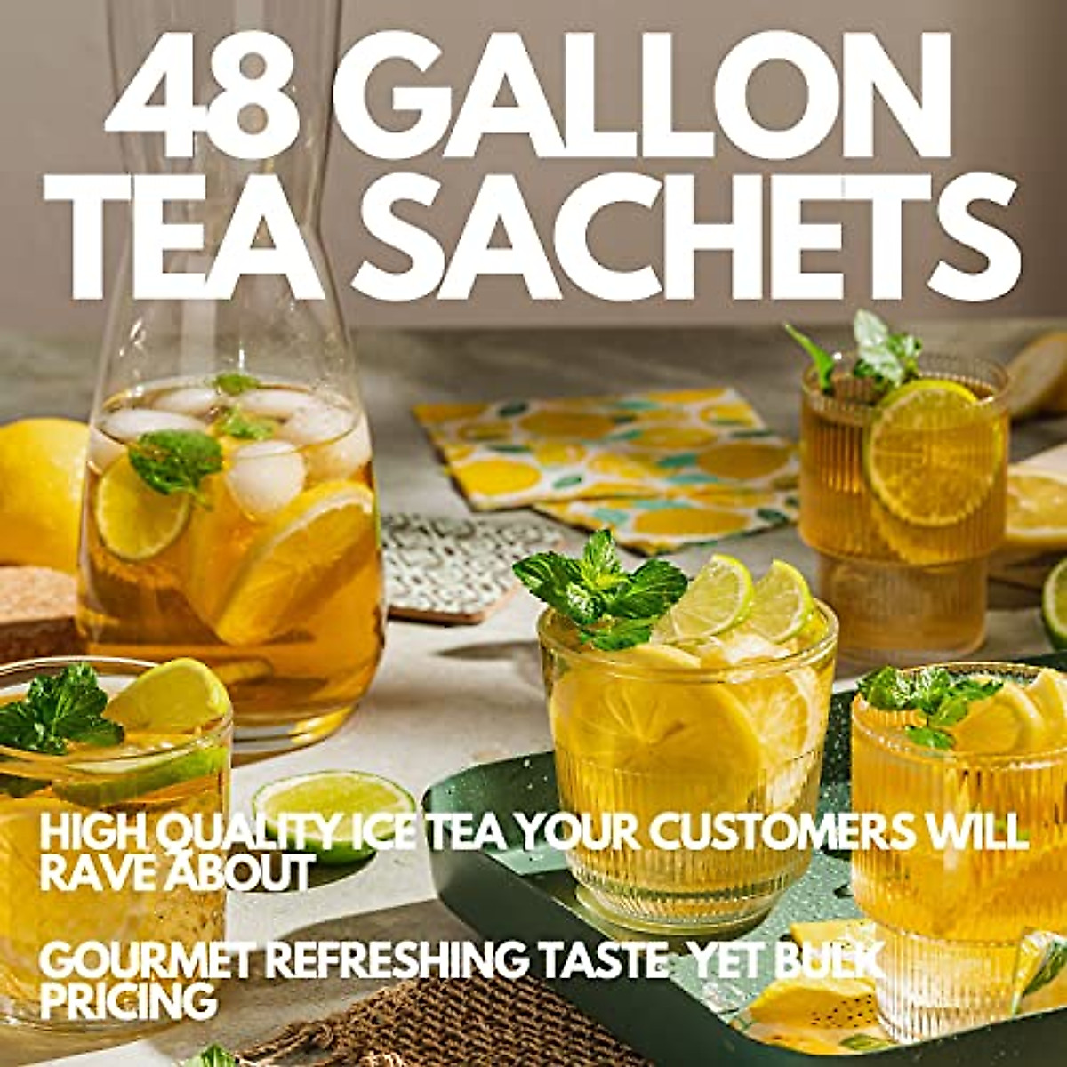 Sarasota Tea, Gallon Tea Bags, Gourmet Black Iced Tea Bags, 1 Gallon Iced Tea Bags, (48 Count)