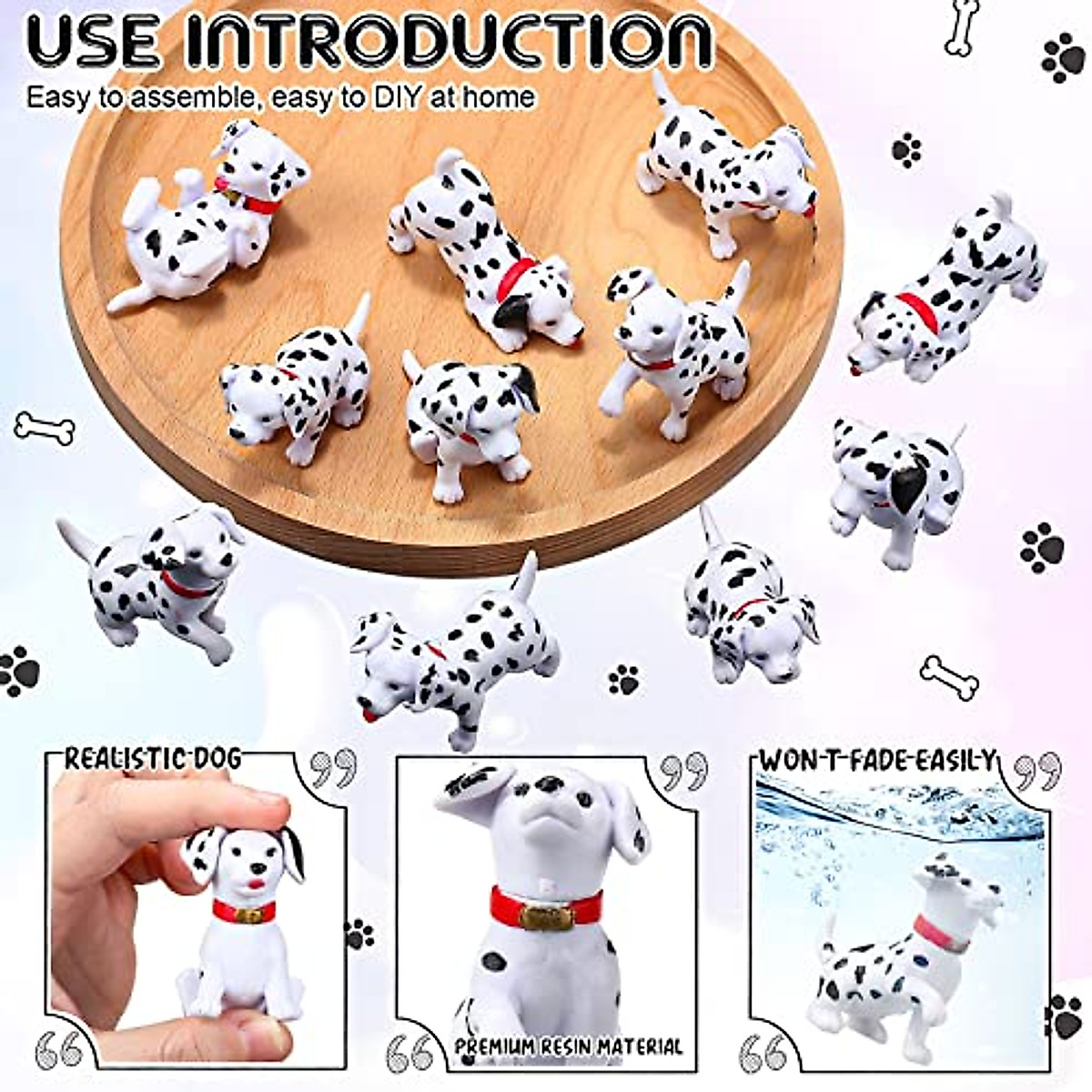 18 Pieces Mini Dog Animals Miniature Figurines Resin Dalmatian Cake Toppers Terrarium Crafts Ornament for Cake Decoration Garden Home Party Decor(18)