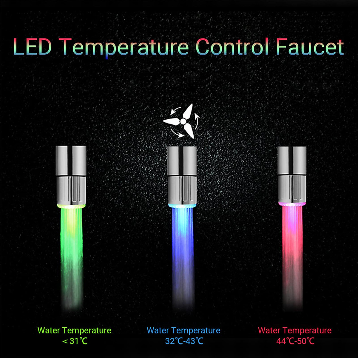 Temperature Sensitive 3 Color Gradient LED Water Faucet Colors Changing LED Water Stream Faucet Tap Cold and Hot Water Mixer Sink Tap for Kitchen and Bathroom