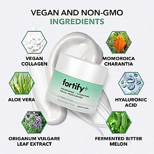 Fortify Skincare 9-in-1 Anti-Aging Facial Moisturizer with Collagen, Hyaluronic Acid & Aloe - Korean Skin Care for Hydrating & Nourishing, Derm-Tested - Fragrance & Alcohol-Free - 50ML/1.7Fl.Oz