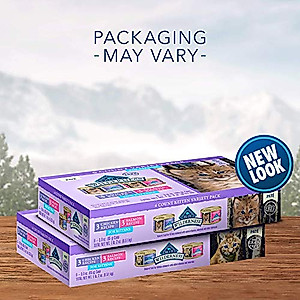 Blue Buffalo Wilderness High Protein Grain Free, Natural Kitten Pate Wet Cat Food Variety Pack, Chicken, Salmon 3-oz (6 Count- 3 of Each Flavor)